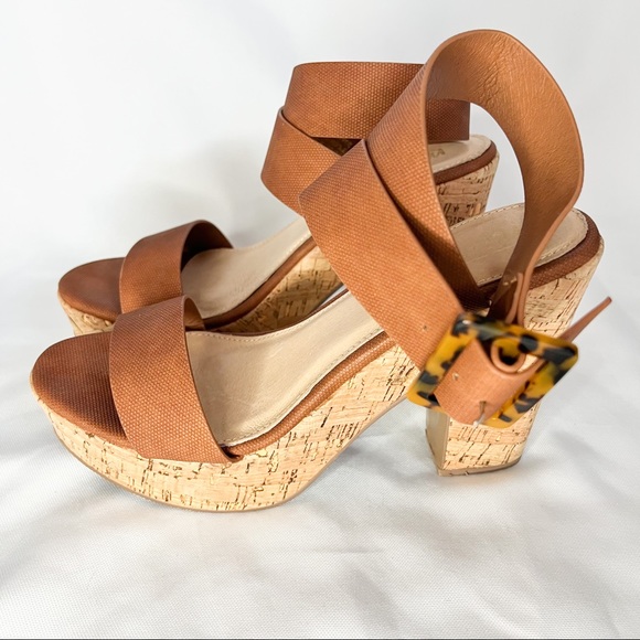 Mi.iM | Shoes | Miim Leather And Cork Platform Sandals Size 85 | Poshmark